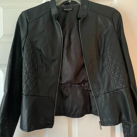 Baccini | Jackets & Coats | Baccini Black Leather Jacket Pm | Poshmark